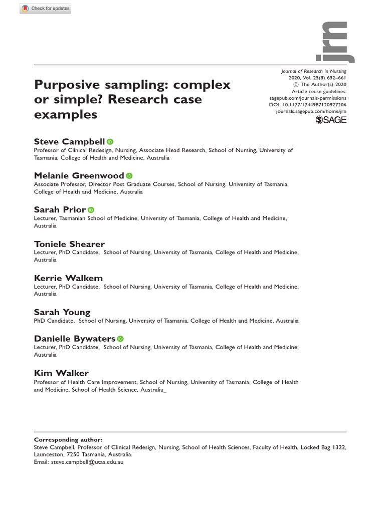 Purposive Sampling in Qualitative Research | PDF | Sampling (Statistics ...