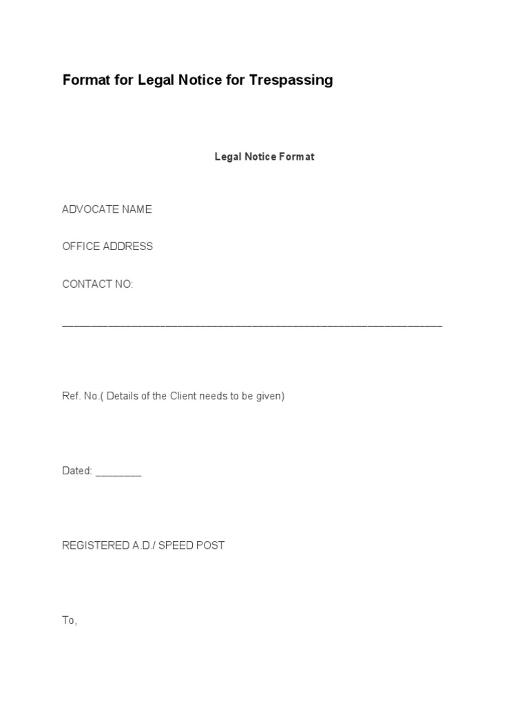 Legal Trespass Notice Template | PDF | Finance & Money Management