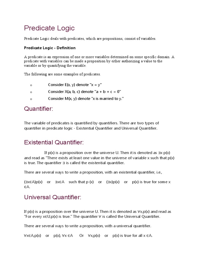 Predicate Logic: Quantifier | PDF | First Order Logic | Mathematical Concepts
