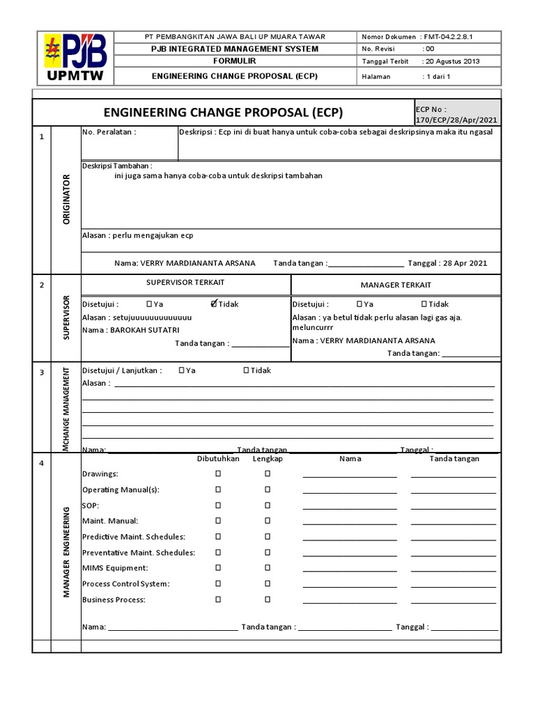 Ecp Form 1 | PDF | Bisnis | Pengelolaan Keuangan & Uang