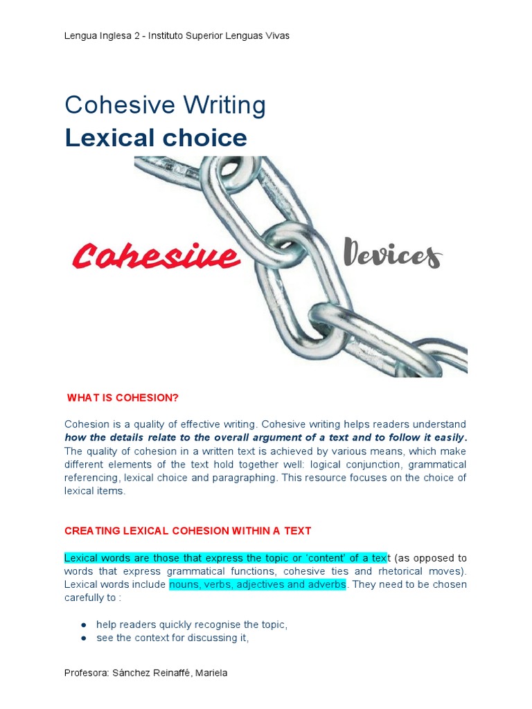 Cohesive Writing: Lexical Choice | PDF | Part Of Speech | Word