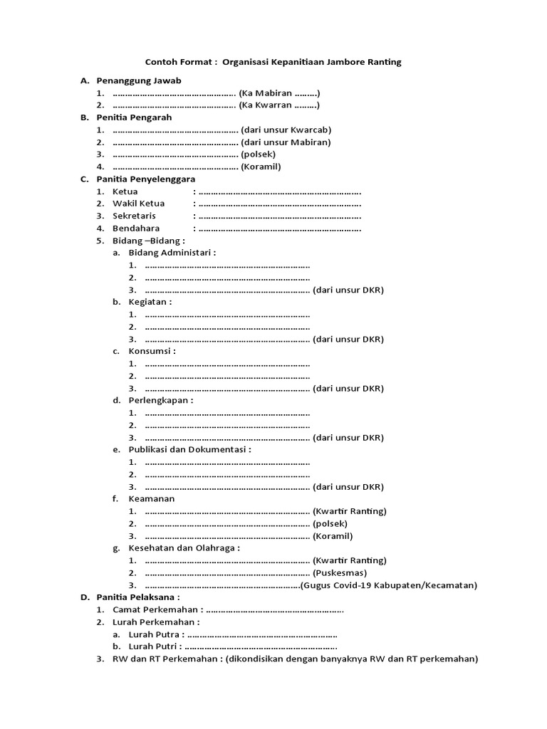 Struktur Panitia Jambore Ranting | PDF