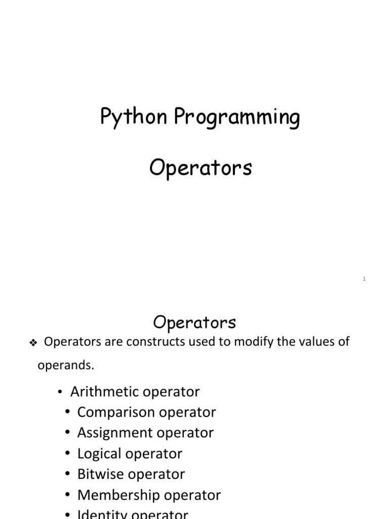 Python - Operators | PDF | Computer Programming | Computer Architecture Python - Operators | PDF | Computer Programming | Computer Architecture