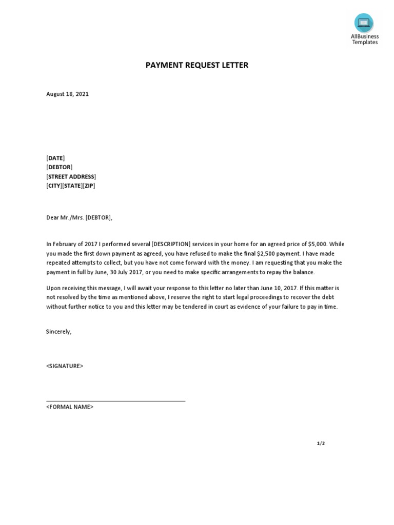 Payment Request Letter | PDF