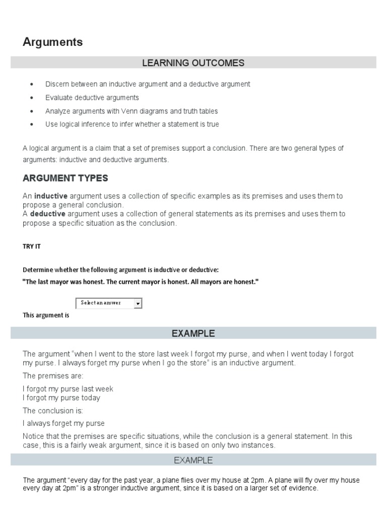 Mathematical Definition of Arguments | PDF | Argument | Inductive Reasoning
