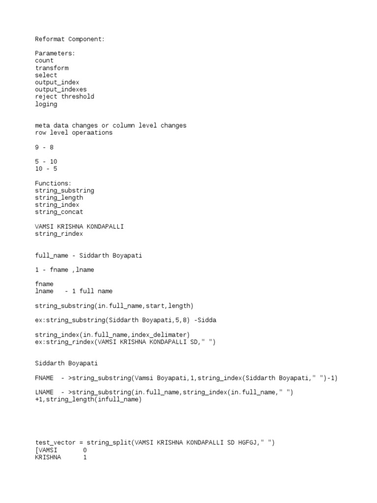 Session7 Running Notes Ab Initio Reformat | PDF