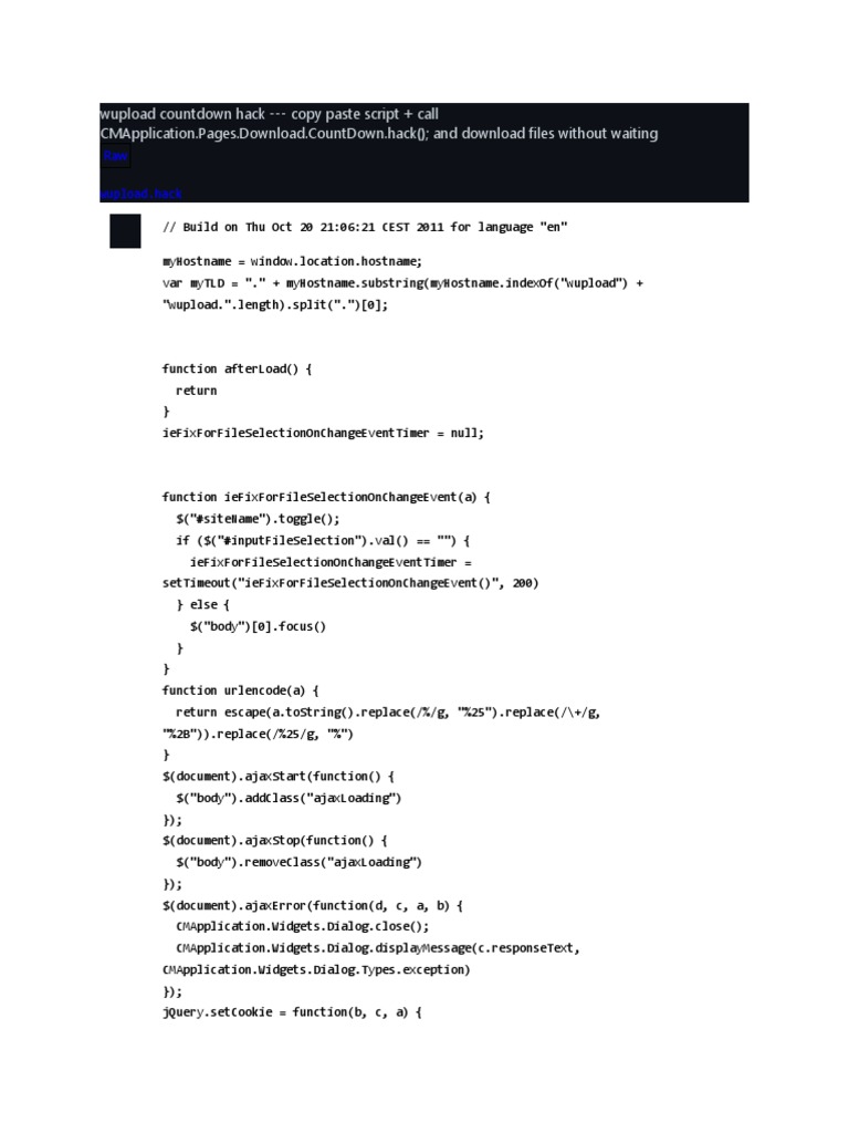 Wupload Countdown Hack - Copy Paste Script + Call Cmapplication - Pages ...