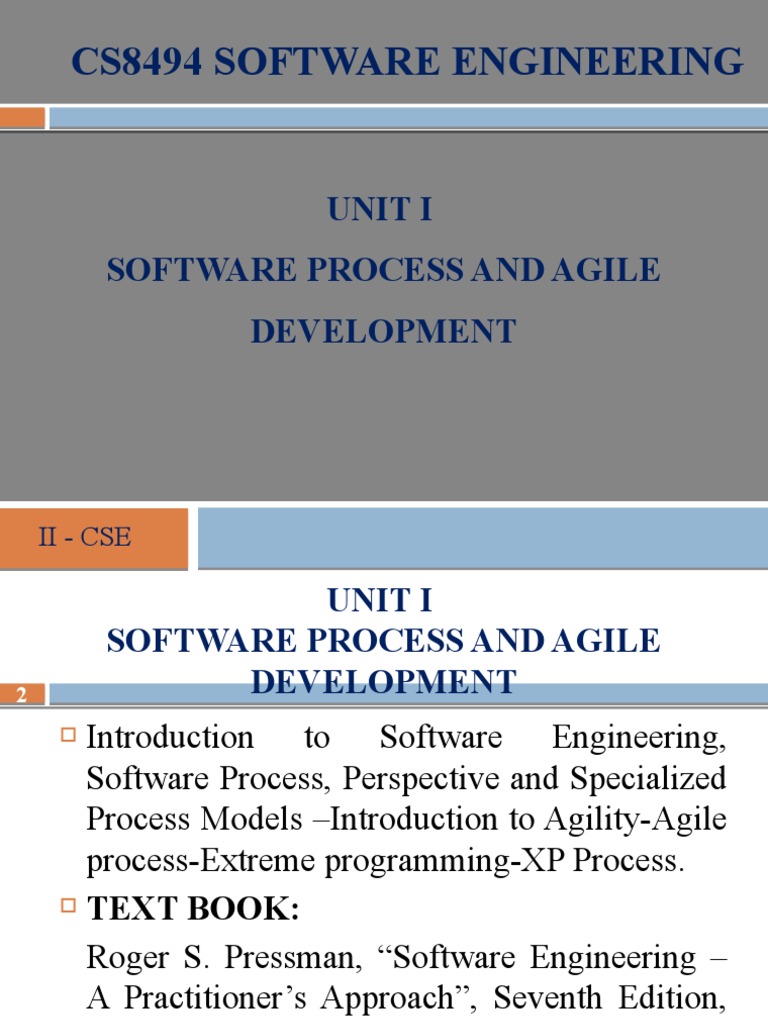 Cs8494 Software Engineering: Unit I Software Process and Agile Development | Download Free PDF ...