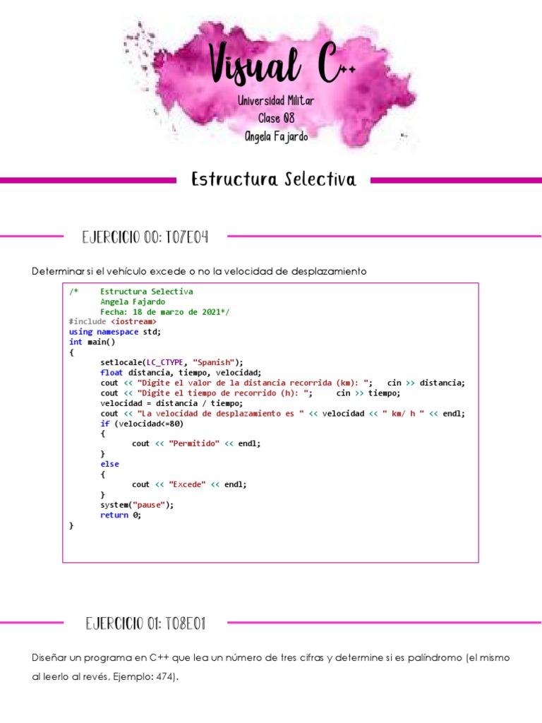 Estructuras Selectivas C++ | PDF | C ++ | Ingeniería Informática