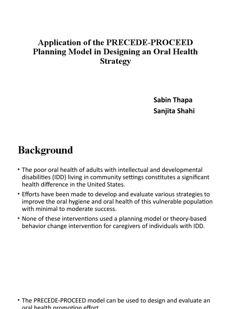Application of The PRECEDE-PROCEED Planning Model in Designing An Oral ... Application of The PRECEDE-PROCEED Planning Model in Designing An Oral ...