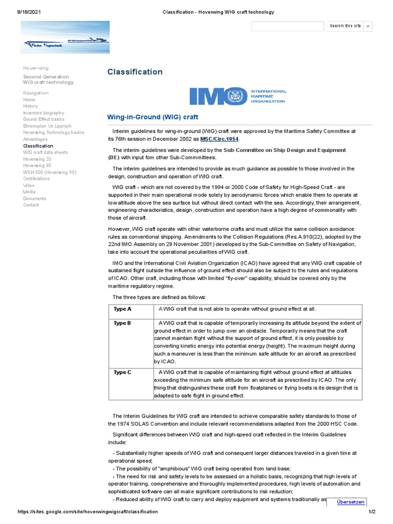Guidelines for the Classification and Operation of Wing-in-Ground (WIG ...