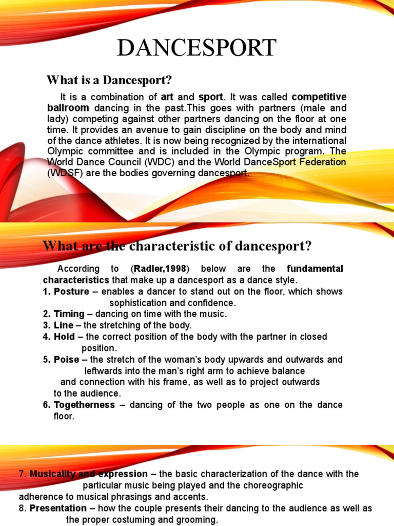 PE Powerpoint Dancesport | PDF | Ballroom Dance | Dances