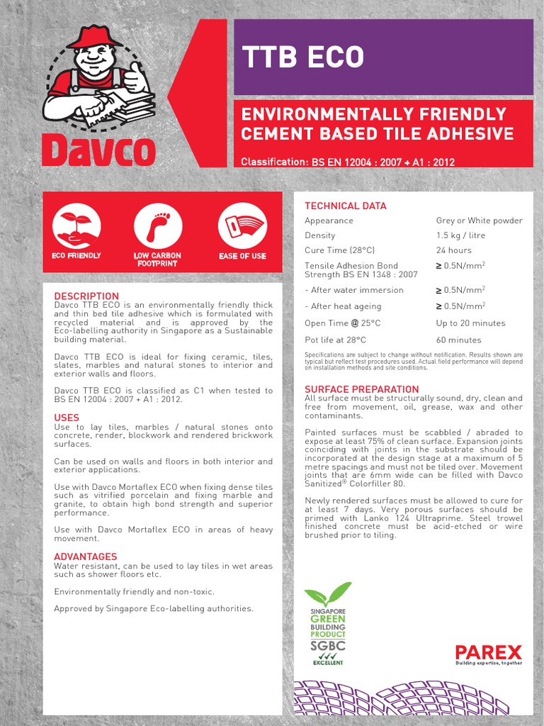 Davco TTB ECO Brochure 1 | PDF | Tile | Adhesive
