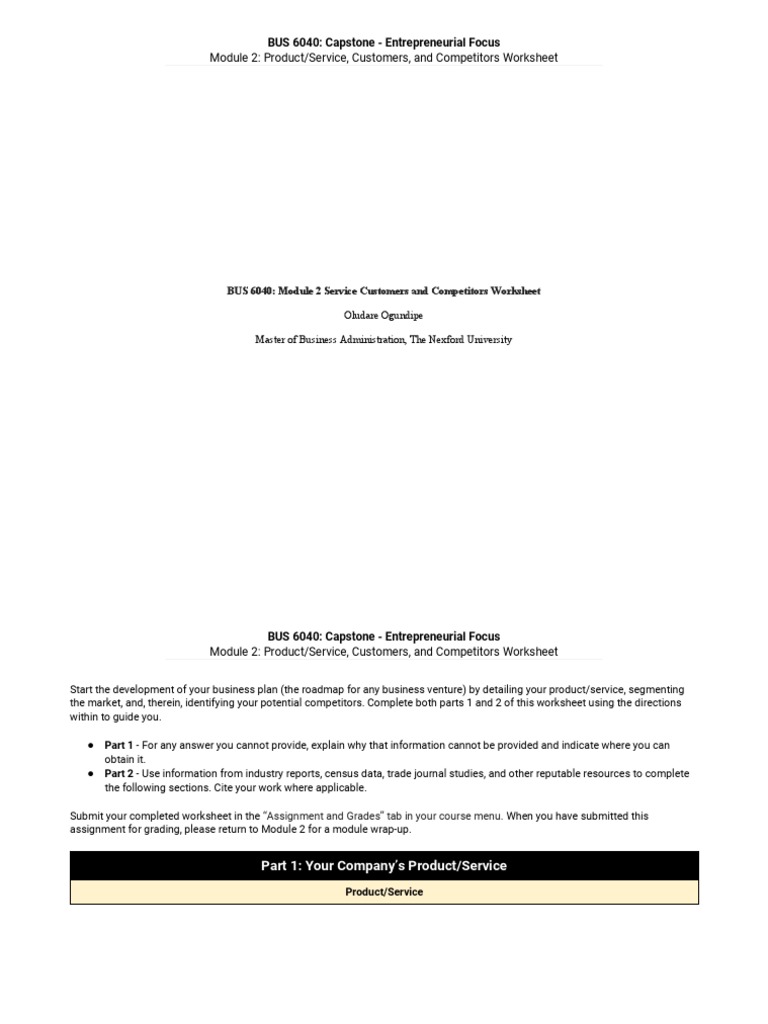 BUS 6140 Module 2 Worksheet - Edited | PDF | Logistics | Internet