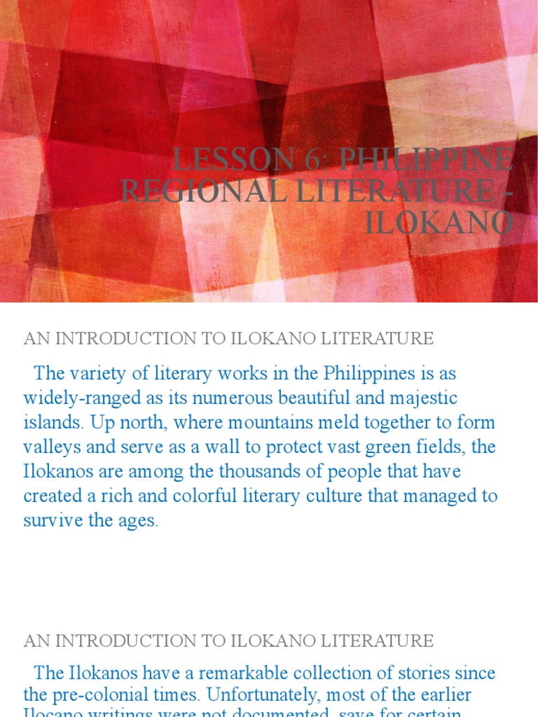 Lesson 6 Philippine Regional Literature - Ilokano | PDF | Philippines