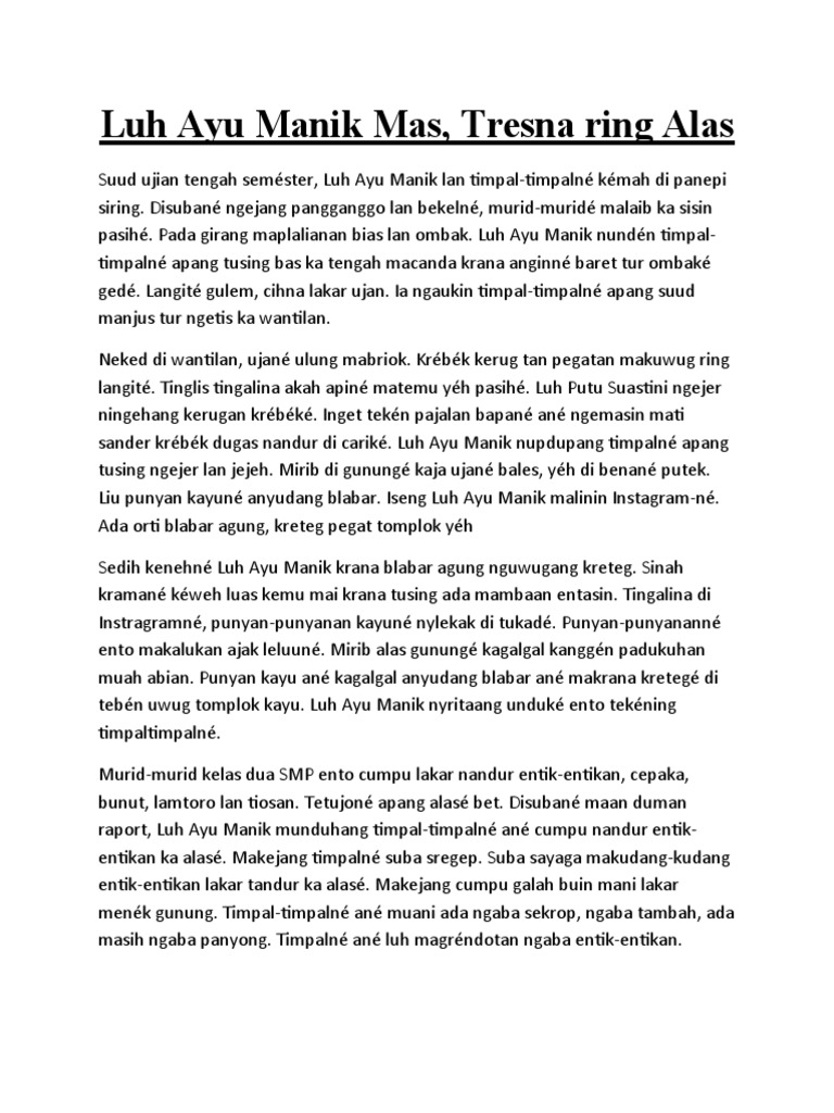 Luh Ayu Manik Mas | PDF | Seni | Fiksi Misteri, Thriller, & Kejahatan