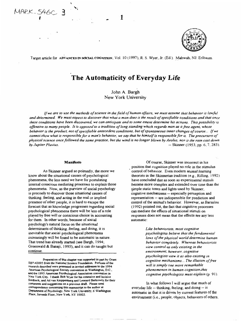 BARGH (1997) The Automaticity of Everyday Life | PDF