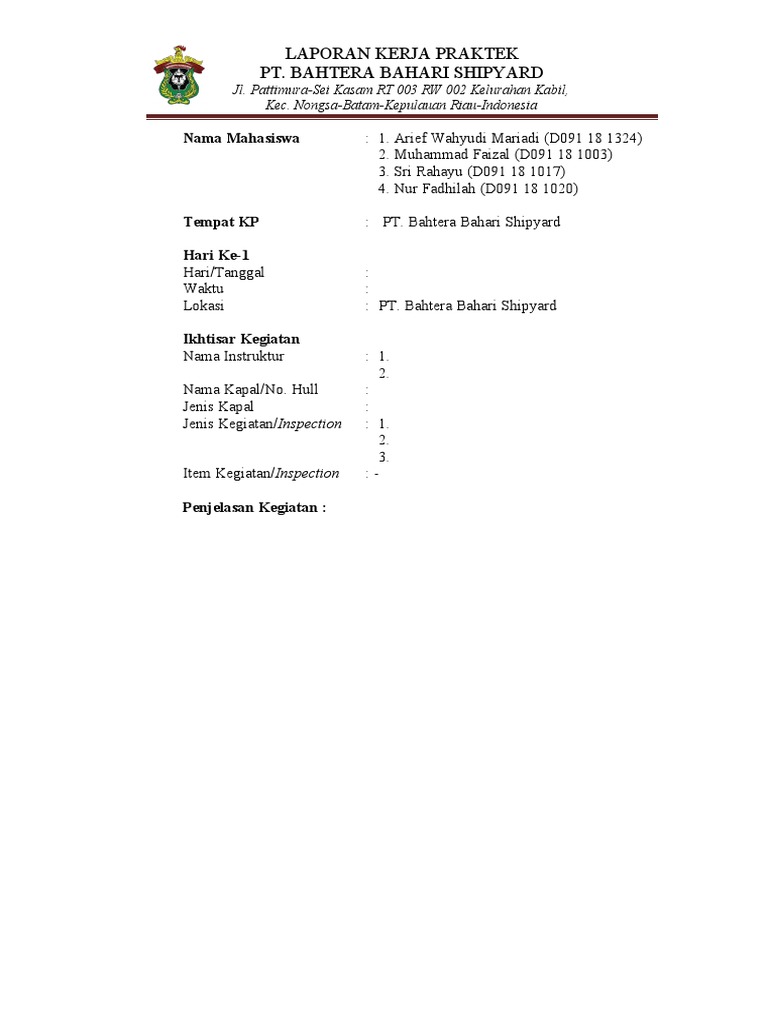 Template Laporan KP | PDF