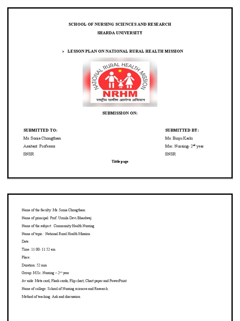 Overview of National Rural Health Mission | PDF | Health Care | Medical ...