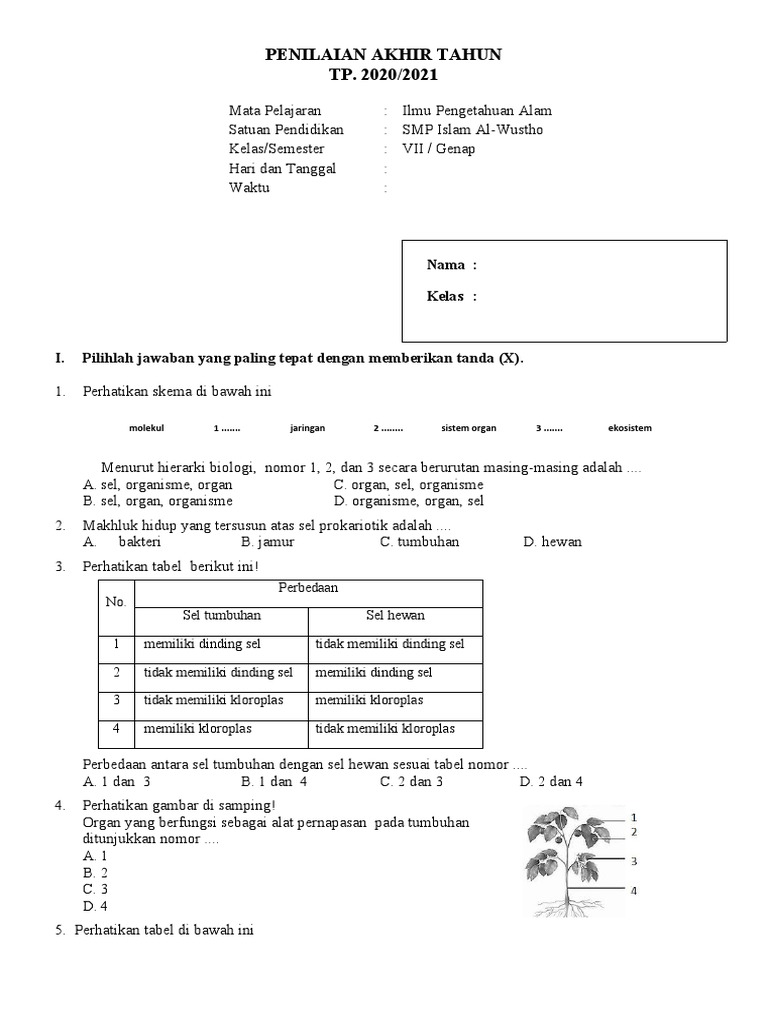 Soal PAT IPA Kelas 7 K13 | PDF