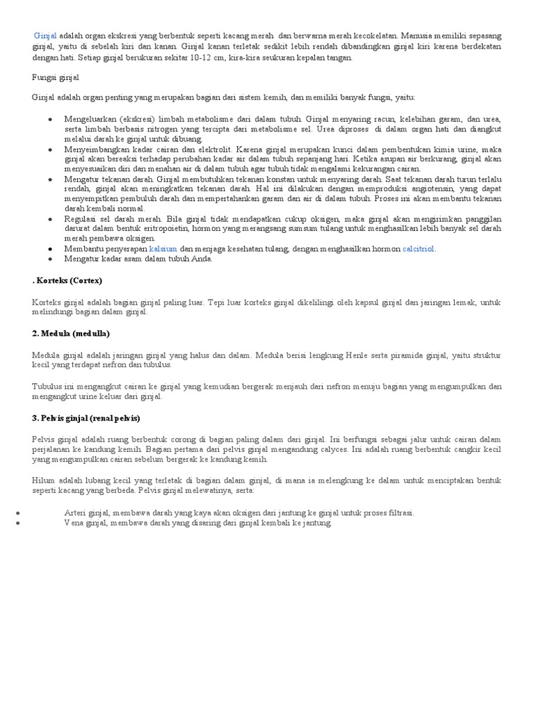 Fungsi dan Struktur Ginjal Manusia | PDF | Sains & Matematika