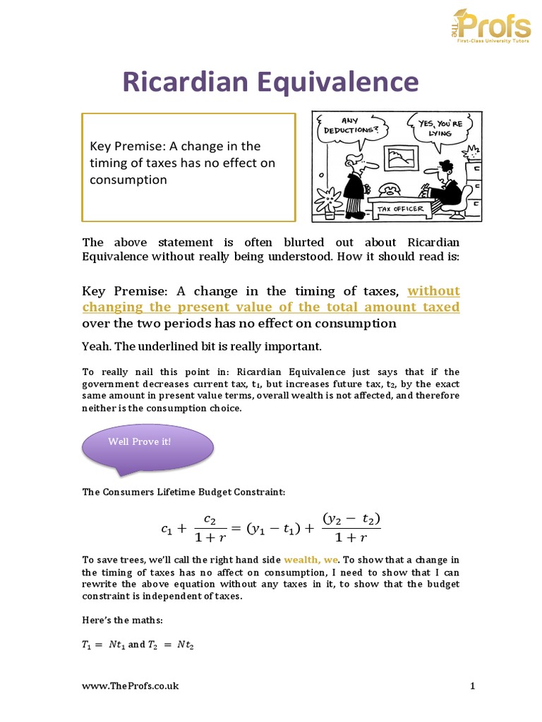 Ricardian Equivalence Theory | PDF | Taxes | Consumption (Economics)