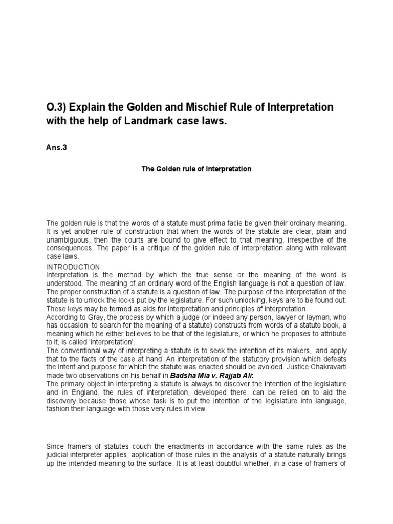 The Golden Rule of Interpretation: Applying Lord Wensleydale's Golden ...