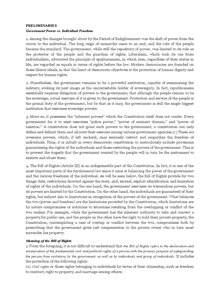 Government Power vs. Individual Freedom: Preliminaries | PDF | Search ...