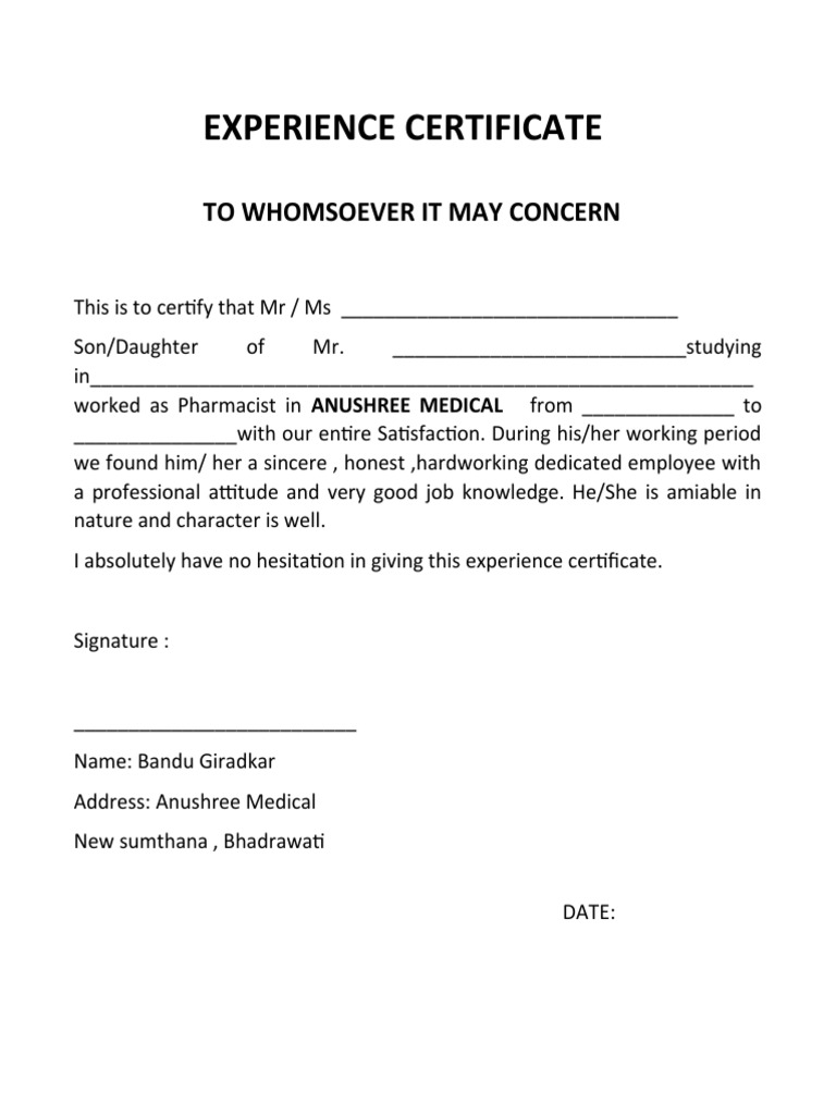 Experience Certificate | PDF