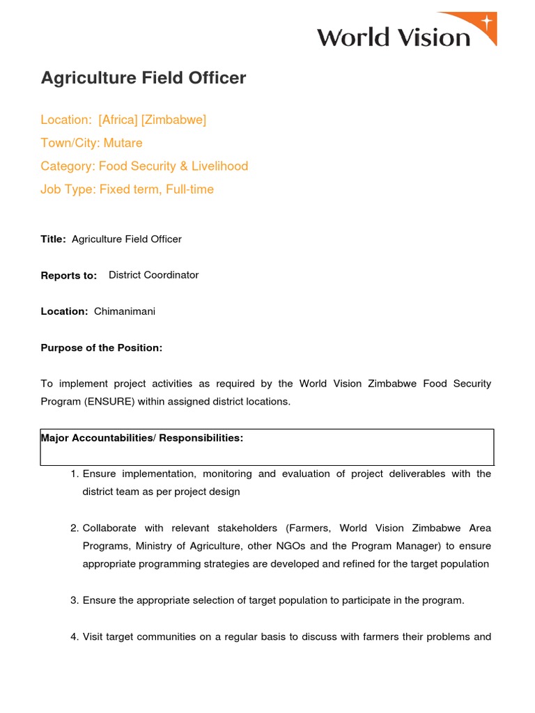Job - Details - Agriculture Field Officer - 8626 | PDF | Agriculture ...