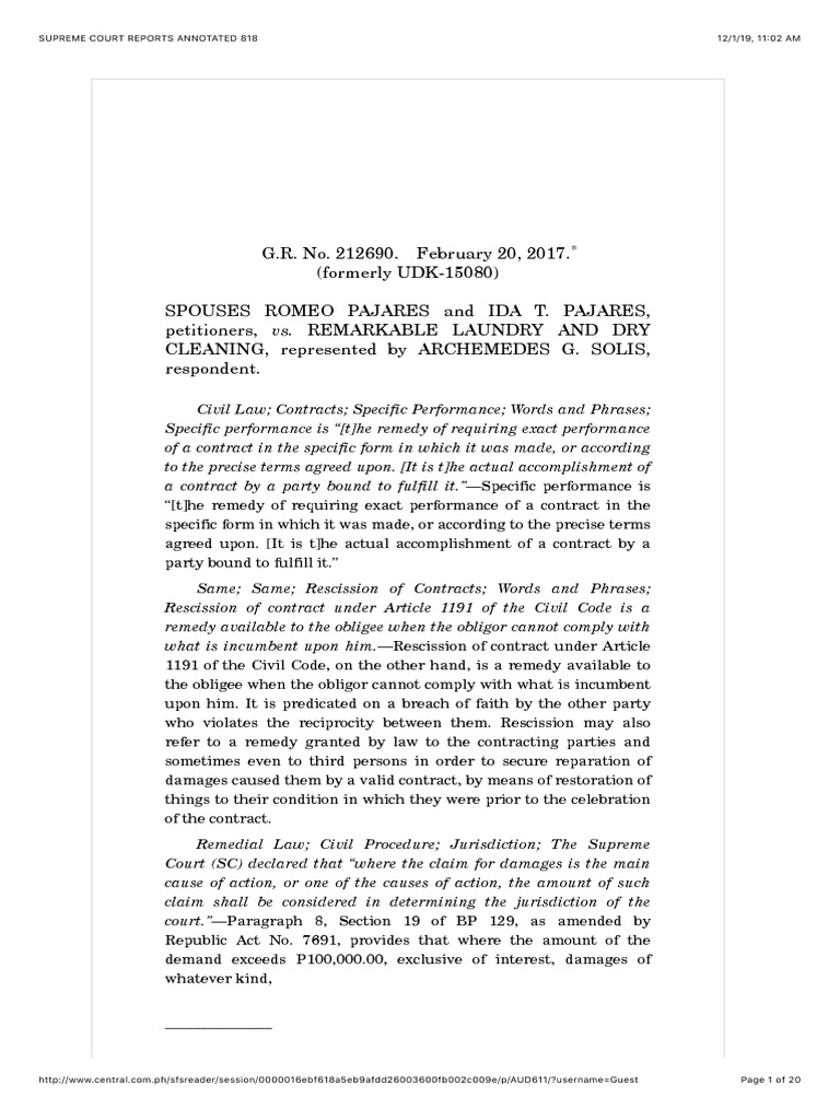 Pajares vs. Remarkable Laundry | PDF | Damages | Lawsuit