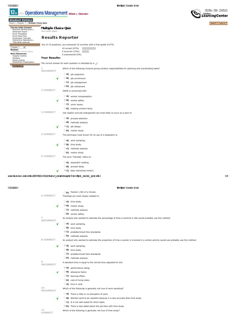 Multiple Choice Quiz 7 | PDF | Multiple Choice | Sampling (Statistics)