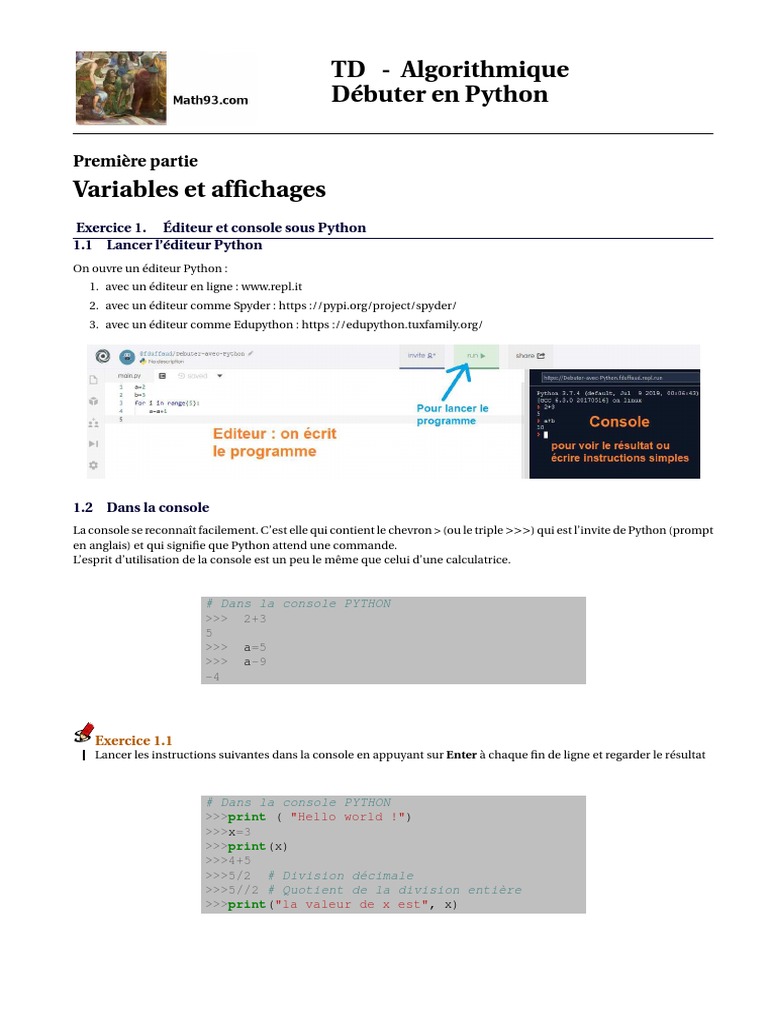 NSI Debuter Python V2 | PDF | Structure de contrôle | Python (Langage de programmation)