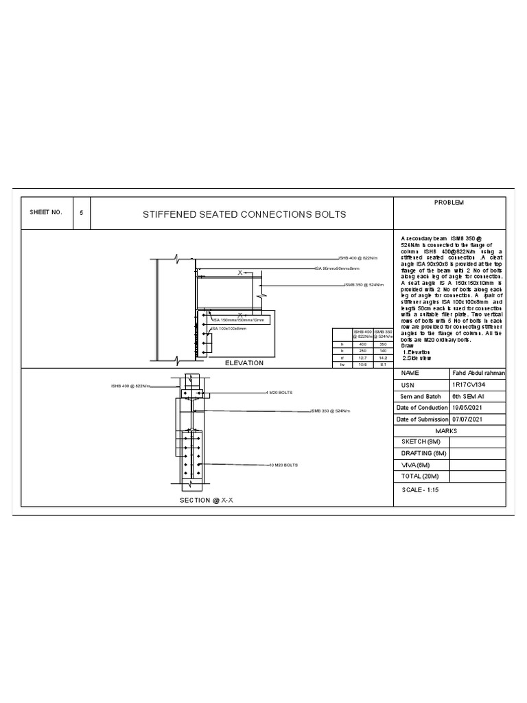 5.STIFFENED SEATED CONNECTIONS BOLTS 1RV17CV134-Model | PDF