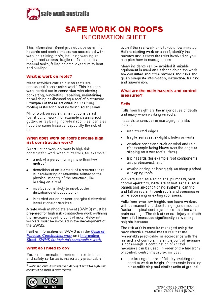 Safe Work On Roofs: Information Sheet | Download Free PDF | Roof ...