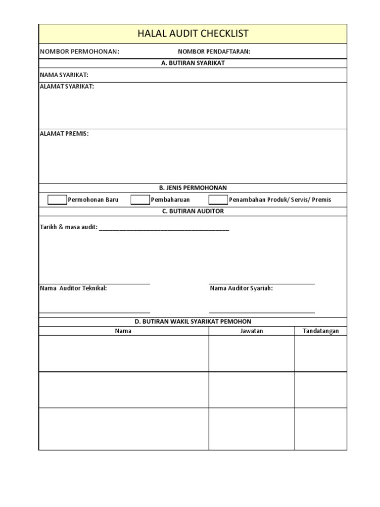 Halal Audit Checklist | PDF | Bisnis | Griya & Taman