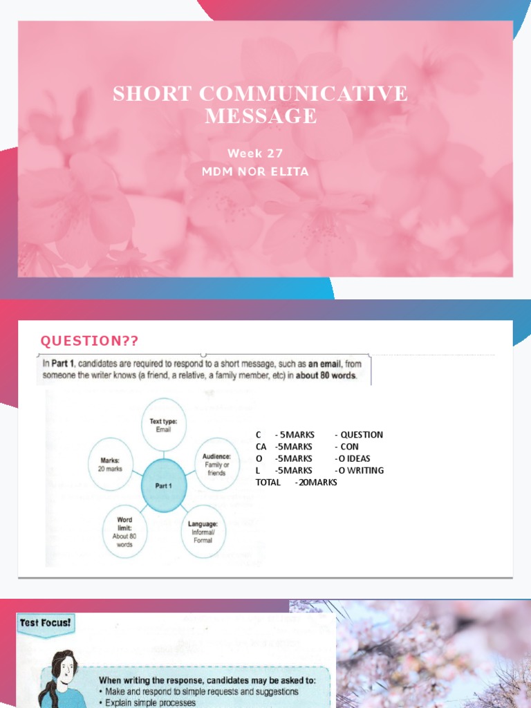 Short Communicative Message: Week 27 MDM Nor Elita | PDF ...