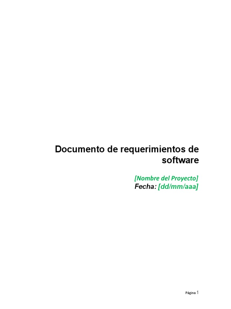 Documento de Requerimientos de Software Plantilla | PDF | Software ... Documento de Requerimientos de Software Plantilla | PDF | Software ...