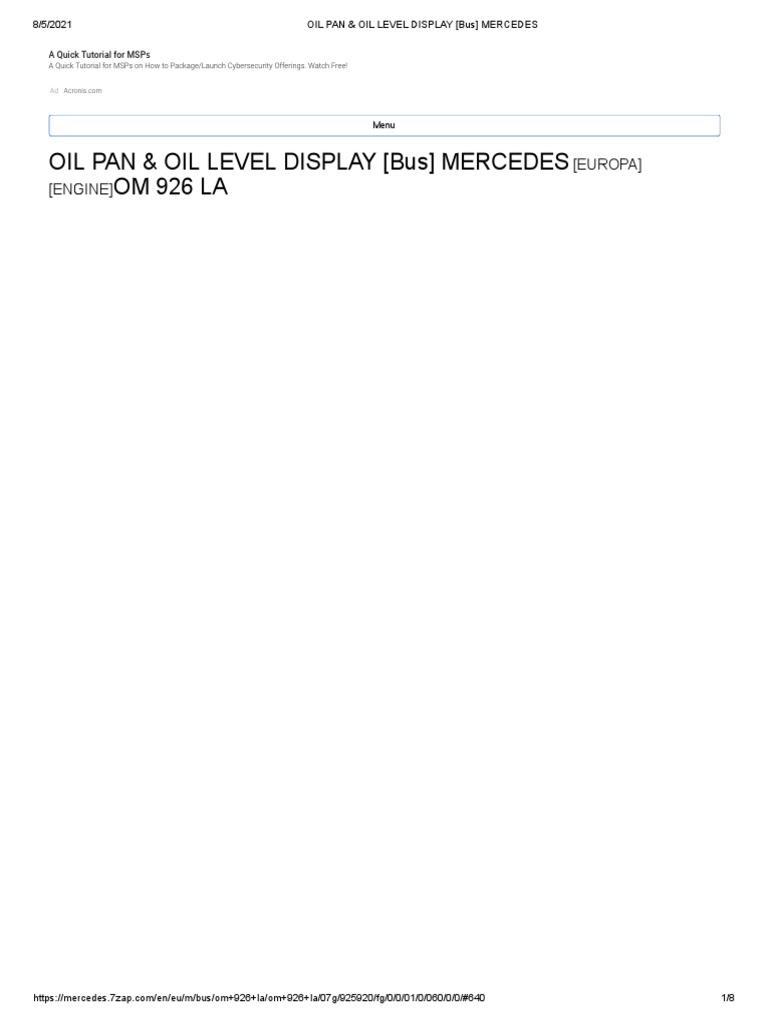 OIL PAN & OIL LEVEL DISPLAY (Bus) MERCEDES | PDF | Equipment | Vehicle ...
