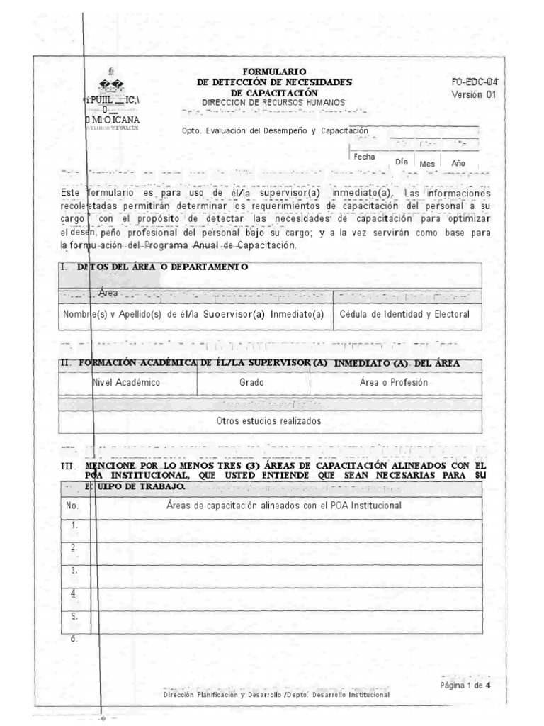 Formulario de DNC | PDF | Gestión de recursos humanos | Comportamiento ...