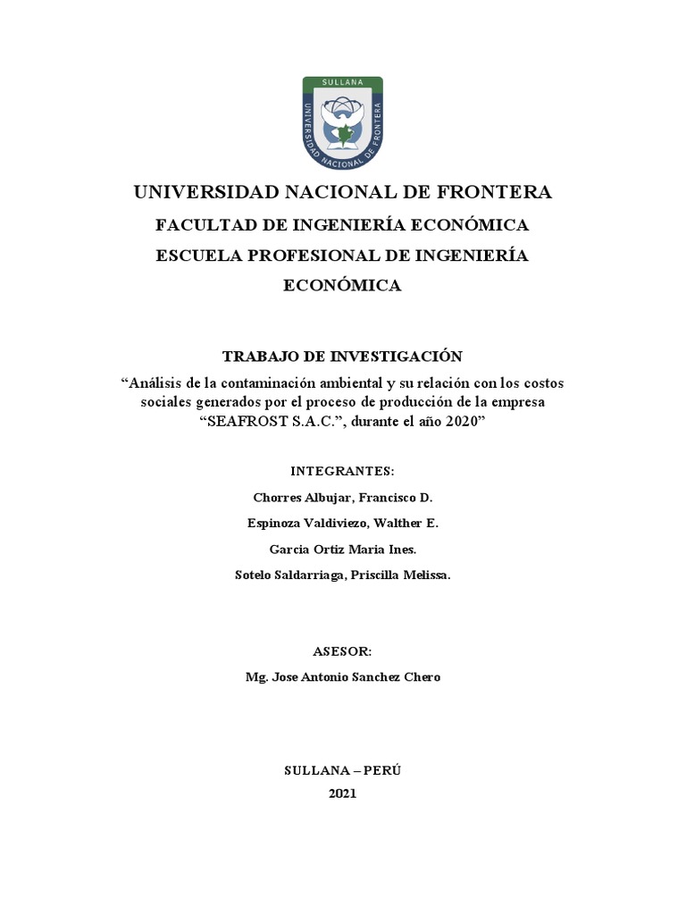 Grupo 01 Empresa Seafrost 66020 1216048724 | PDF | Reservorio | Agua