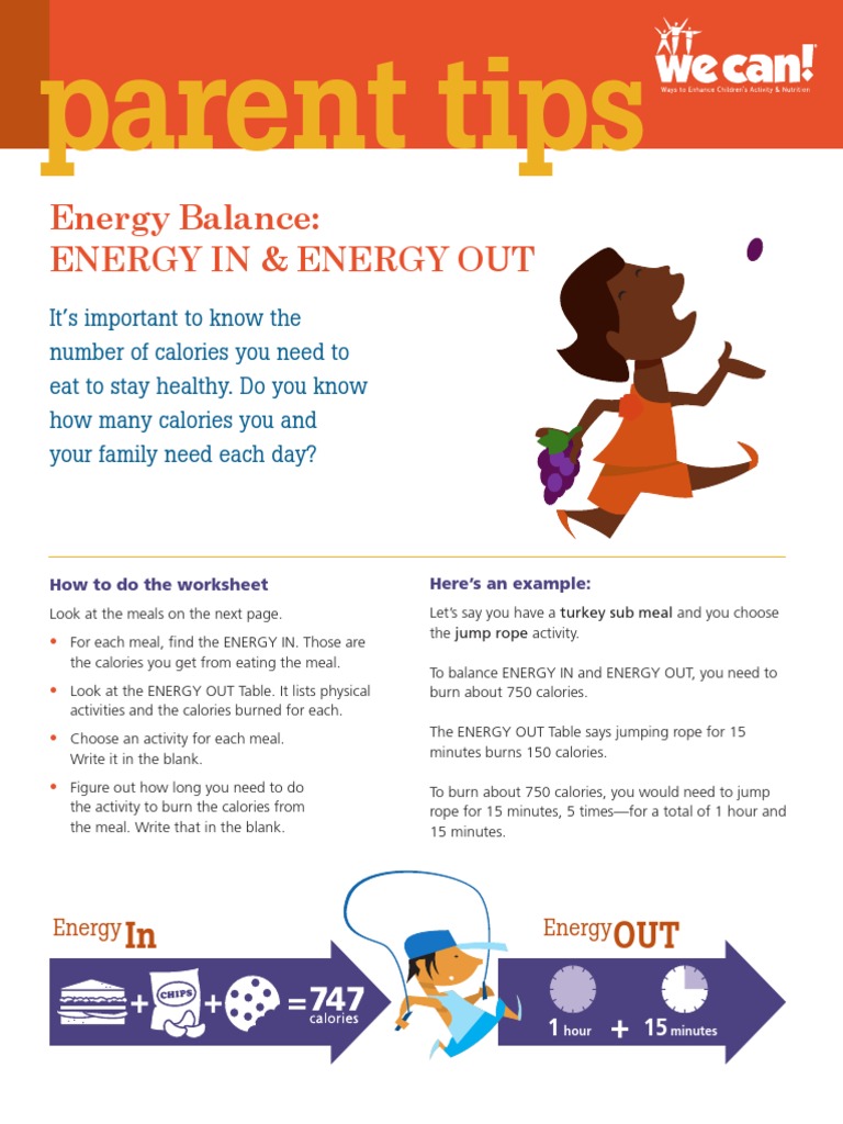 Energy Worksheet | PDF | Diet Food | Health Sciences