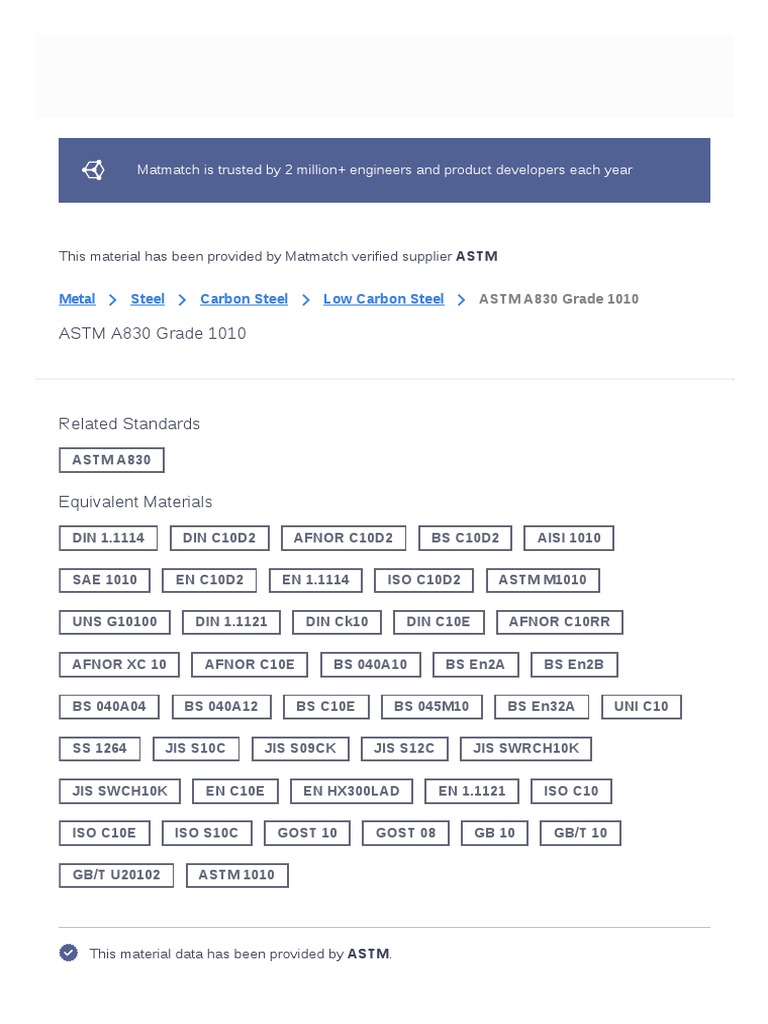 Minfc2917 Astm A830 Grade 1010 | PDF | Steel | Horsepower