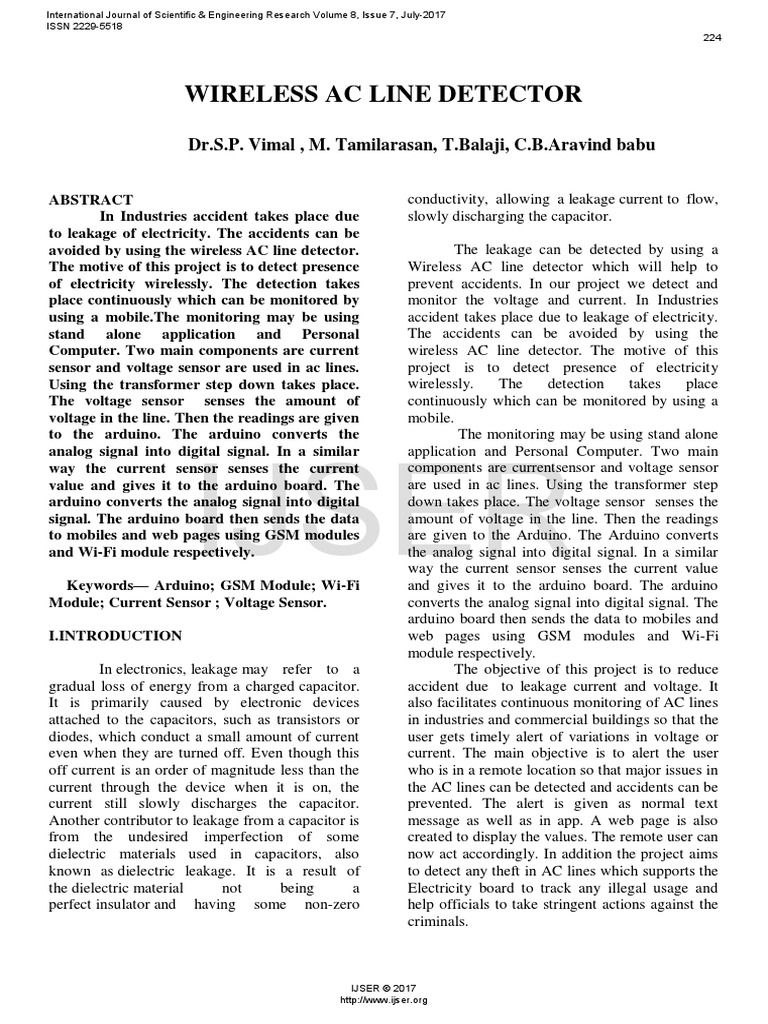 Wireless Ac Line Detector | PDF | Capacitor | Sensor
