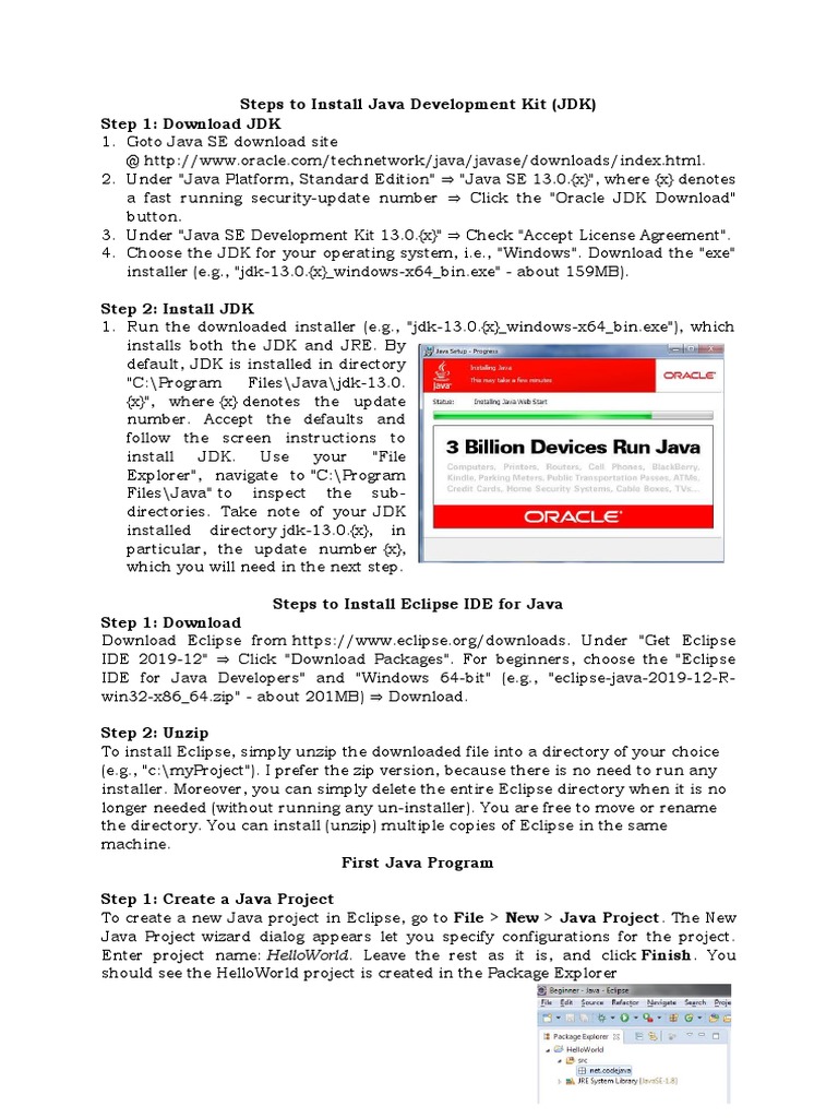 Steps To Install Java Development Kit (JDK) Step 1: Download JDK | PDF ...
