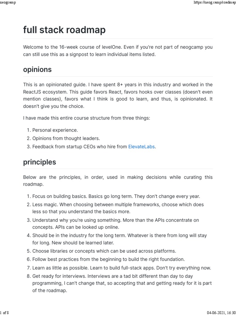 Full Stack Roadmap: Opinions | PDF | Representational State Transfer ...