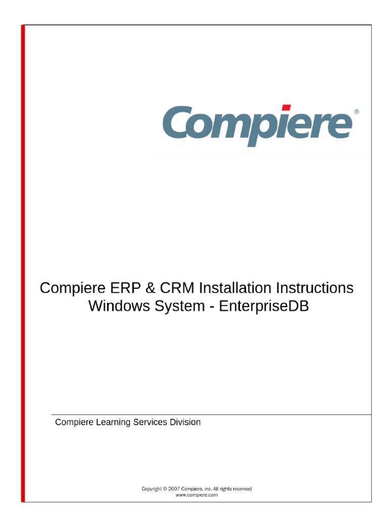 Compiere ERP & CRM Installation Instructions Windows System - EnterpriseDB - PDF | PDF