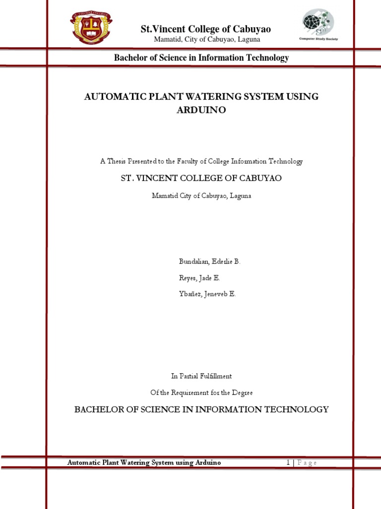 Automatic Plant Watering System Using Arduino Done Edit | PDF ...