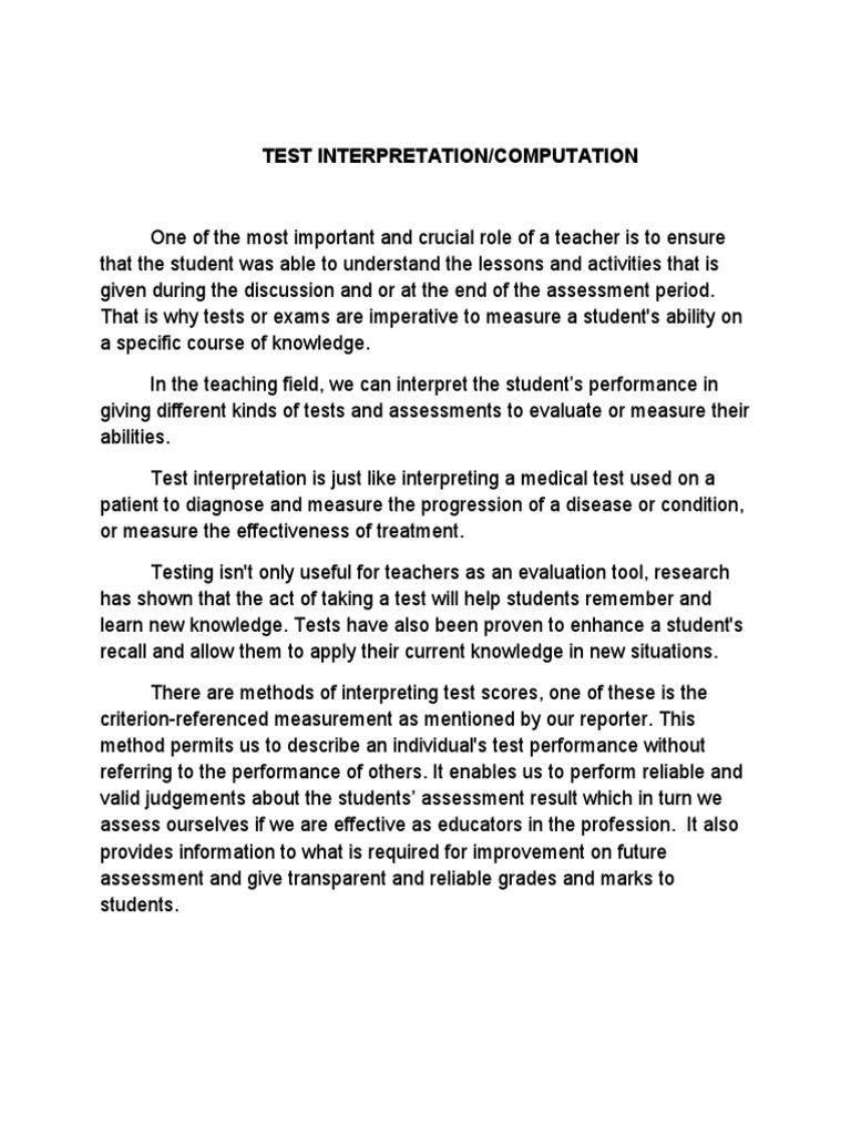 Test Interpretation | PDF