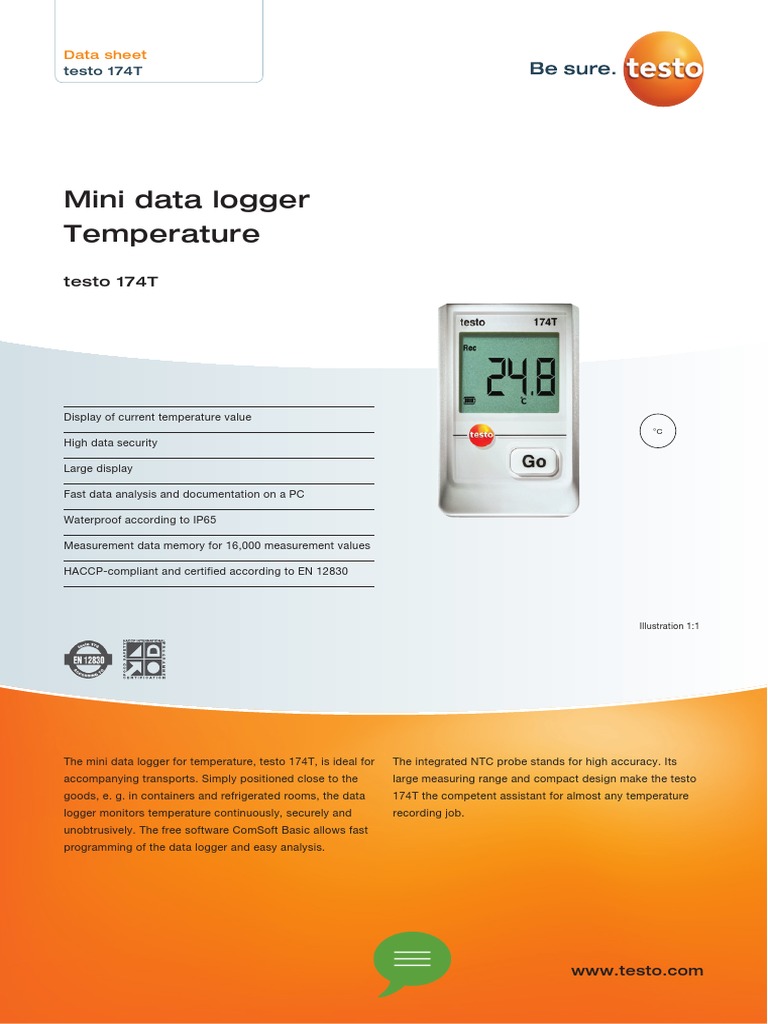 Mini Data Logger Temperature: Testo 174T | PDF | Calibration | Computing